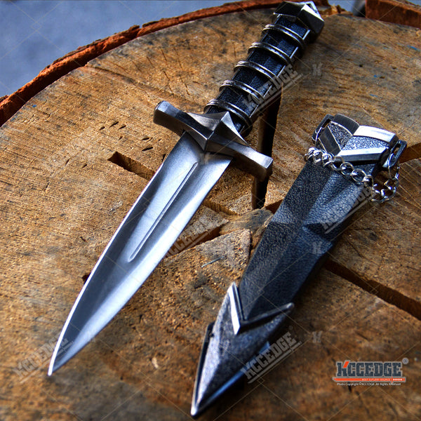 11.5" DARK ASSASSIN STAINLESS STEEL MEDIEVAL SHORT SWORD DAGGER w/ SHE ...