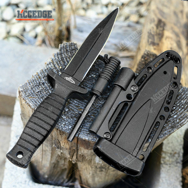 6.75" Tactical Survival Fixed Blade Knife w/ Pressure Sheath And Fire ...