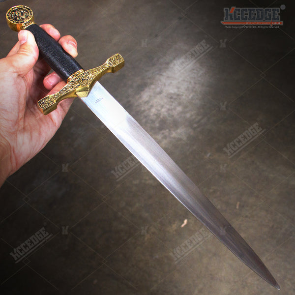 15.5" Medieval Excalibur Dagger with Dragon Engraved Pommel Design Han ...