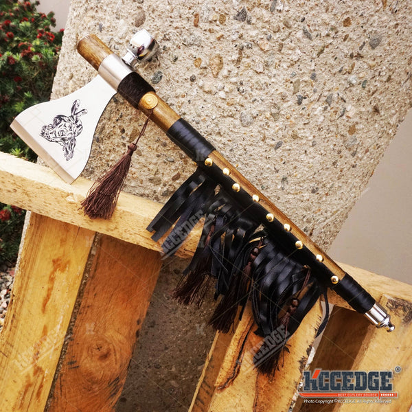19 Native American Tomahawk Peace Pipe Axe Replica W Functional Pipe