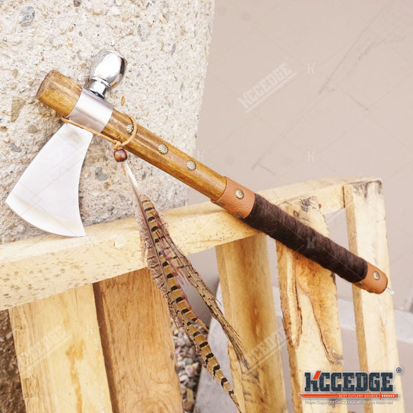 19" NATIVE AMERICAN TOMAHAWK Replica Axe PEACE PIPE with Functional Pi ...