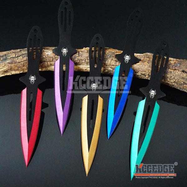 3PC 6.5" Combat Spider Thrower Technicolor Outdoor Throwing Knife Set ...