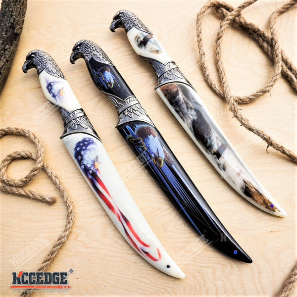 13" HUNTER COLLECTORS EAGLE DAGGER 3 Types Fixed Blade Knife Patriotic ...