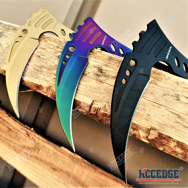 12" Scythe Fixed Blade Knife Full Tang Blade Tactical Knife Camping Kn ...