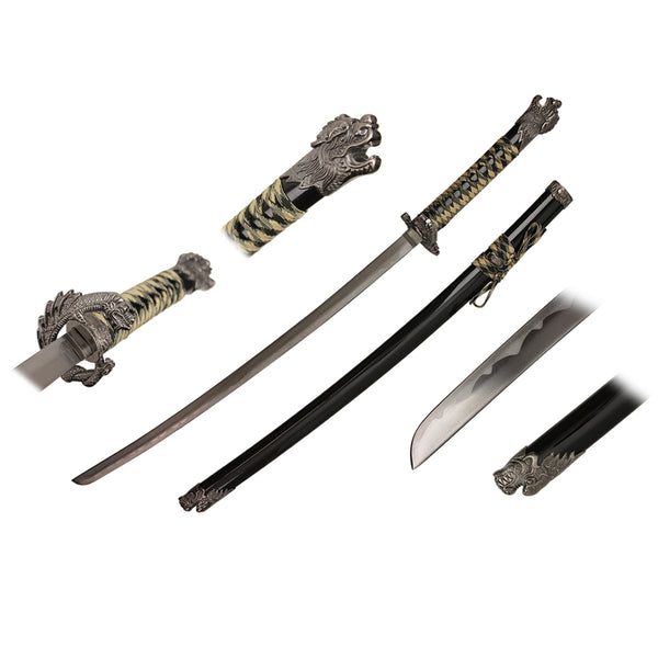 42" HANDMADE Japanese Open Mouth DRAGON COBRA KATANA SWORD Sharp Bushi ...