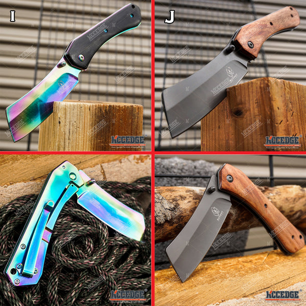 Camping Hunting Assisted Open 8" Pocket Folding Knife CLEAVER SHAVER S ...